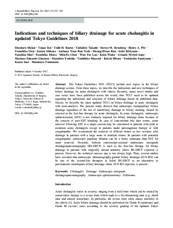 (PDF) Indications and techniques of biliary drainage for acute ...