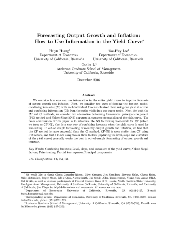 Pdf Forecasting Output Growth And Inflation How To Use Information
