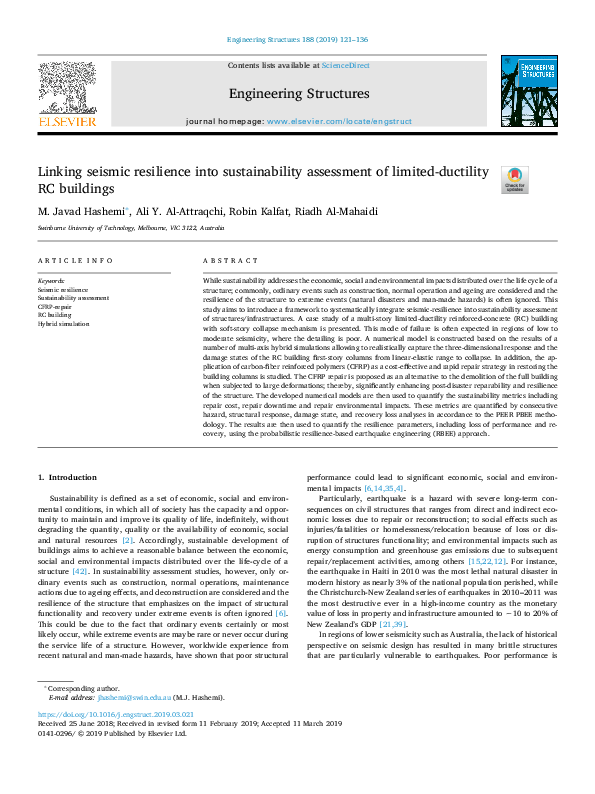 (PDF) Linking seismic resilience into sustainability assessment of limited-ductility RC buildings