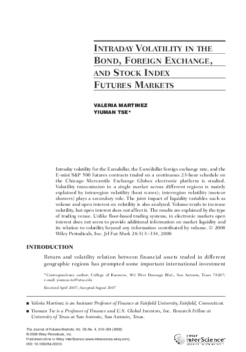 (PDF) Intraday volatility in the bond, foreign exchange, and stock ...