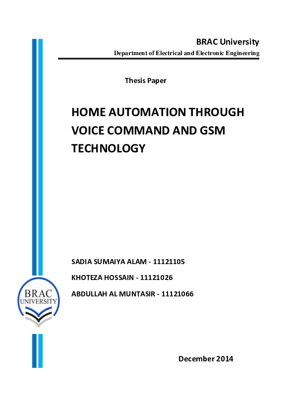 (PDF) Home automation through voice command and GSM technology