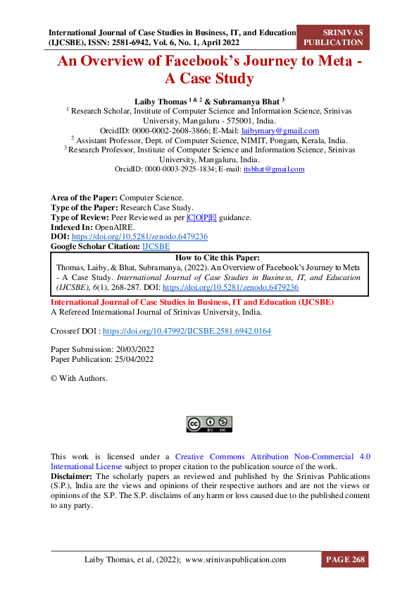 (PDF) An Overview of Facebook’s Journey to Meta - A Case Study | Laiby ...