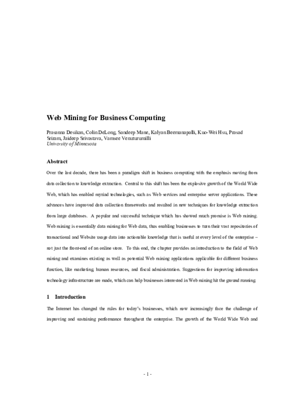 (PDF) Web Mining for Business Computing