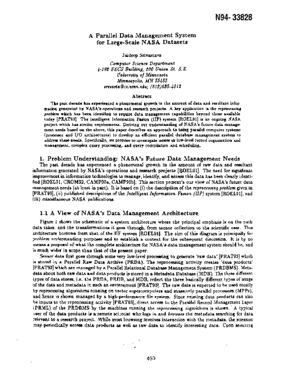 Pdf A Parallel Data Management System For Large Scale Nasa Datasets