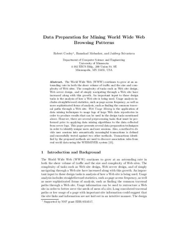 (PDF) Data Preparation for Mining World Wide Web Browsing Patterns | Jaideep Srivastava ...
