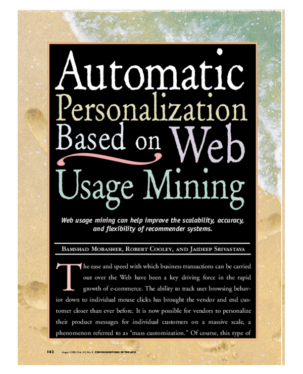 Pdf Web Usage Mining For Personalized Content
