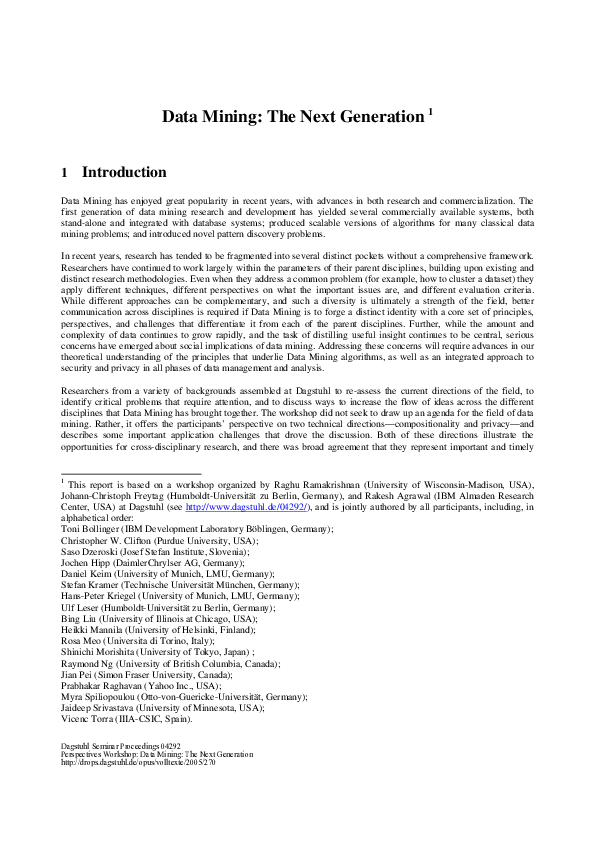 (PDF) Data Mining: The Next Generation (Data Mining: Die nächste ...