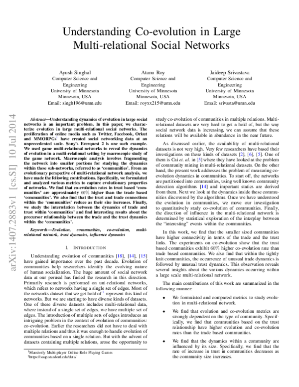(PDF) Understanding co-evolution in large multi-relational social networks