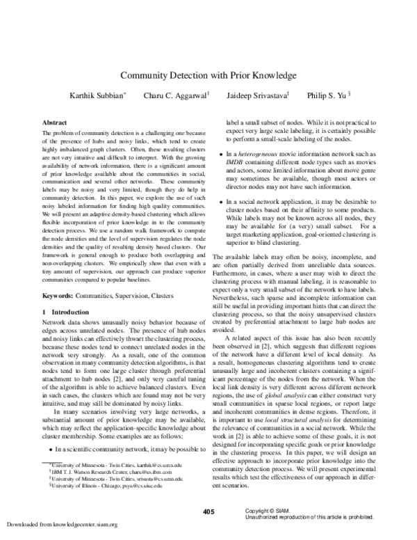 (PDF) Community Detection with Prior Knowledge