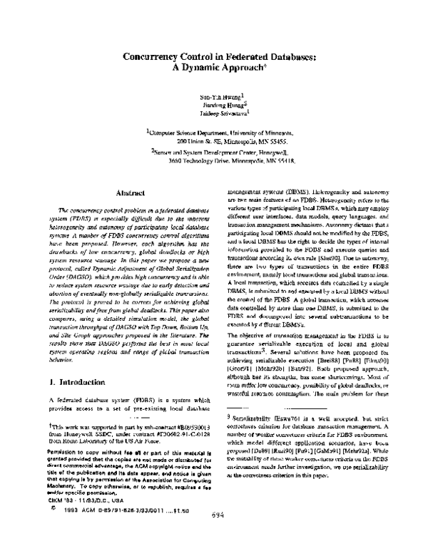 (PDF) Concurrency control in federated databases (PDF) Concurrency control in federated databases