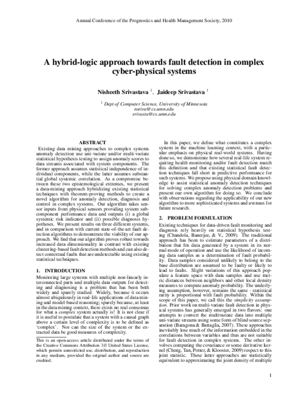 Pdf A Hybrid Logic Approach Towards Fault Detection In Complex Cyber Physical Systems