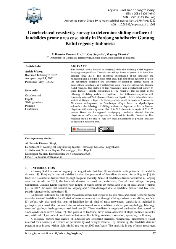 (PDF) Geoelectrical resistivity survey to determine sliding surface of ...
