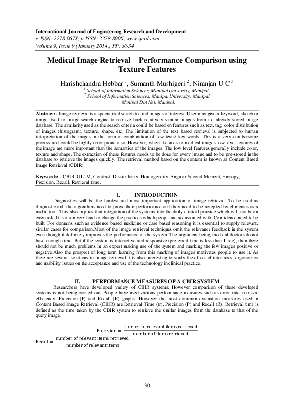 Pdf Medical Image Retrieval Performance Comparison Using Texture Features 