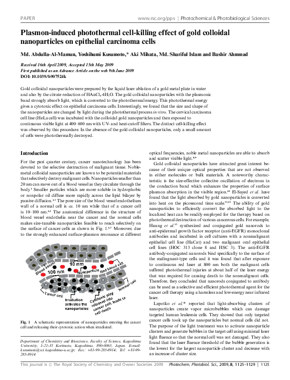 (PDF) Plasmon-induced photothermal cell-killing effect of gold ...