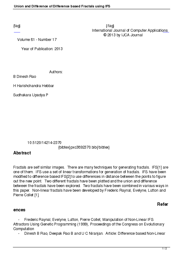 (PDF) Union and Difference of Difference based Fractals using IFS