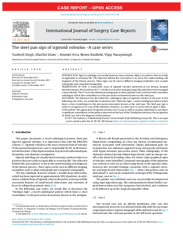 (PDF) The steel pan sign of sigmoid volvulus-A case series | Shariful ...