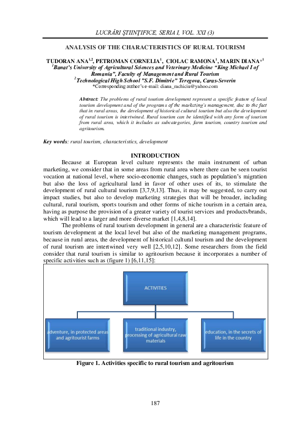 (PDF) Analysis of the characteristics of rural tourism