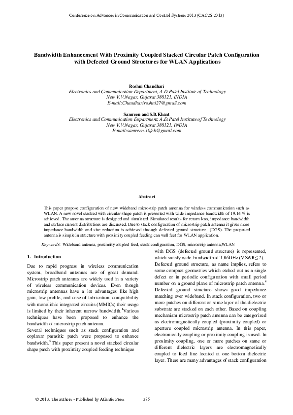 (PDF) Bandwidth Enhancement With Proximity Coupled Stacked Circular ...