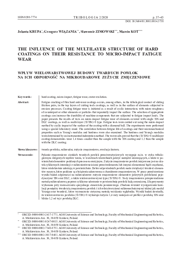 (PDF) The Influence of the Multilayer Structure of Hard Coatings on ...
