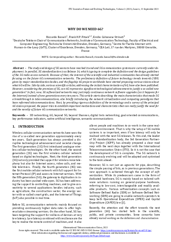 (PDF) Why Do We Need 6G?