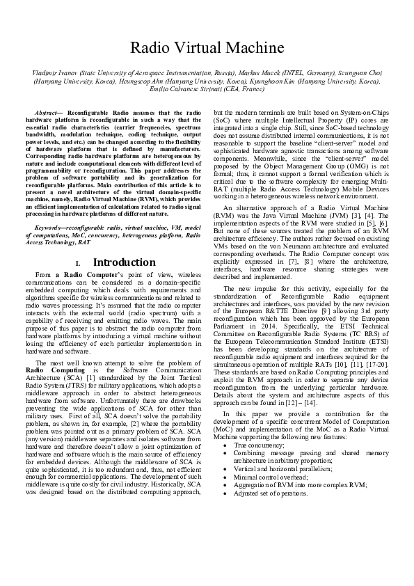 (PDF) Radio Virtual Machine