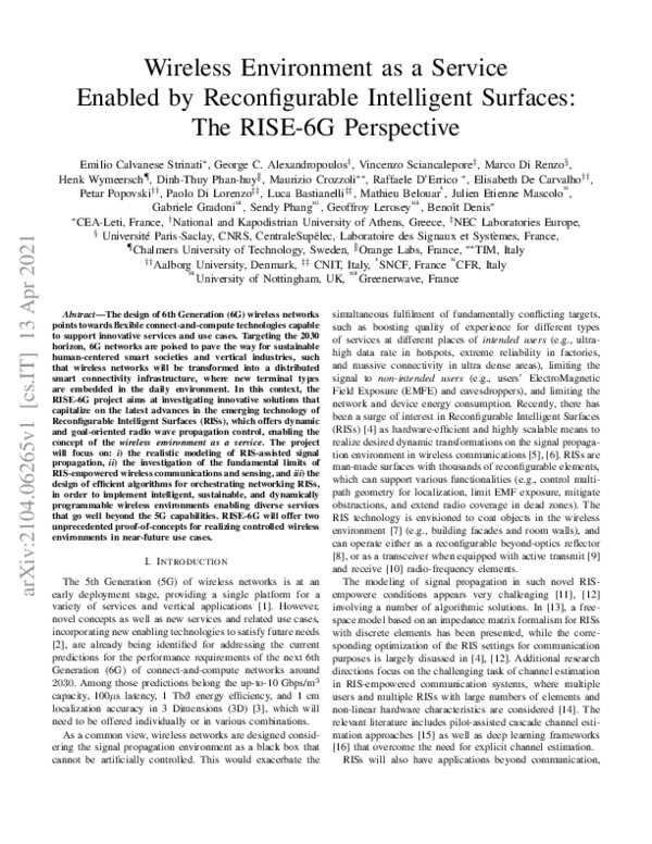 (PDF) Wireless Environment as a Service Enabled by Reconfigurable ...