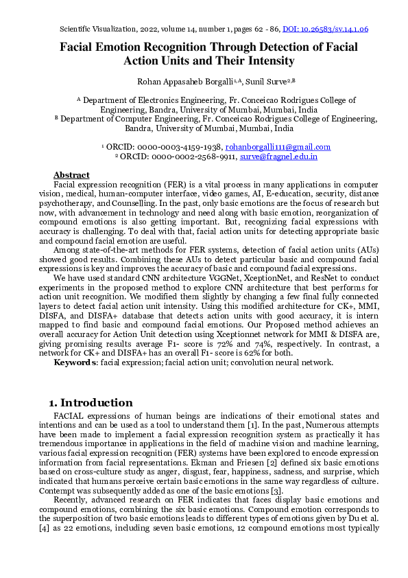 (PDF) Facial Emotion Recognition via Action Units and CNNs