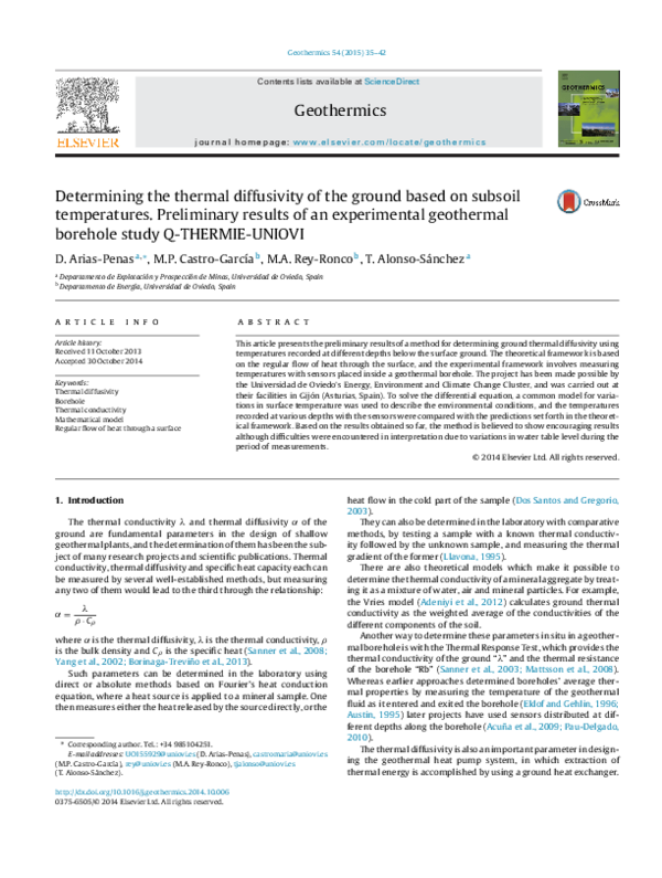 (PDF) Determining the thermal diffusivity of the ground based on ...