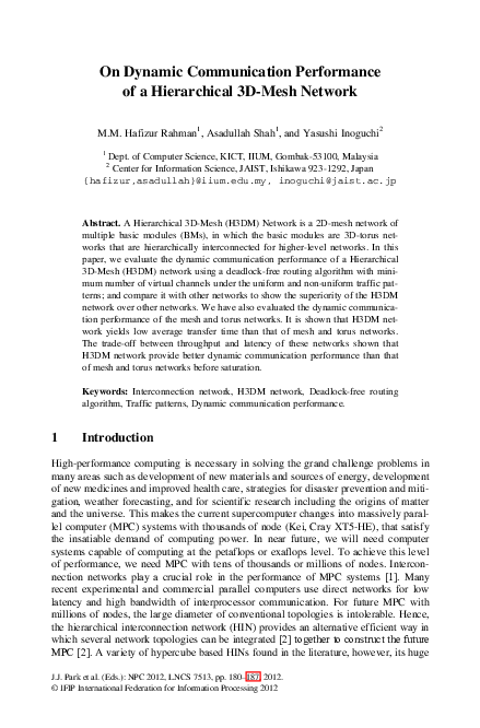 (PDF) On Dynamic Communication Performance of a Hierarchical 3D-Mesh ...
