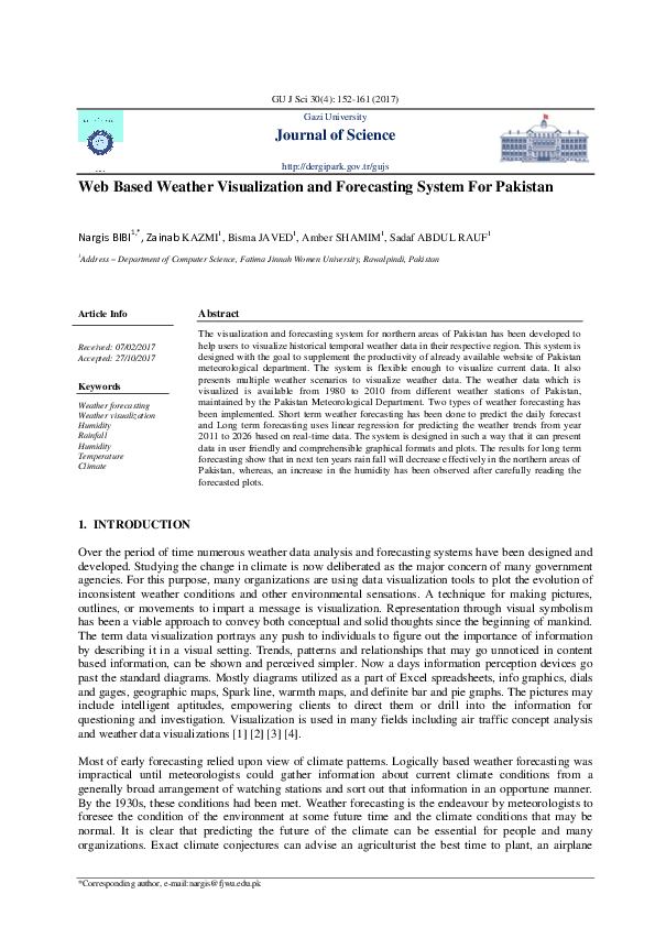 (PDF) Web Based Weather Visualization and Forecasting System