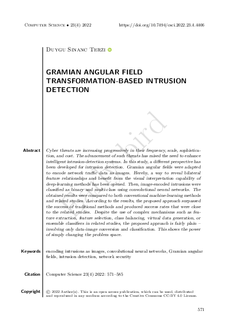 (PDF) Gramian Angular Field Transformation-Based Intrusion Detection