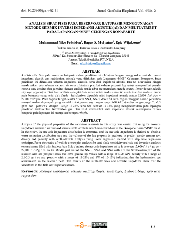 (PDF) Analisis Sifat Fisis Pada Reservoar Batupasir Menggunakan Metode ...