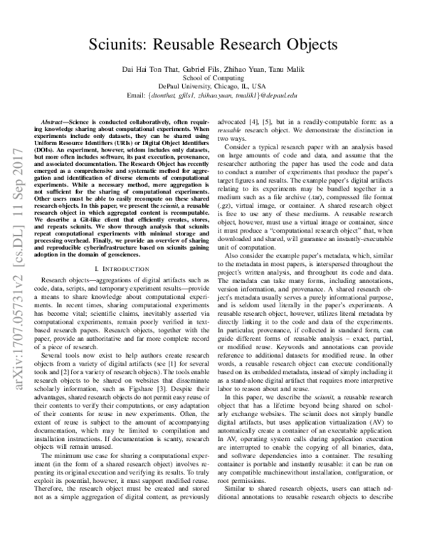 (PDF) Sciunits: Reusable Research Objects