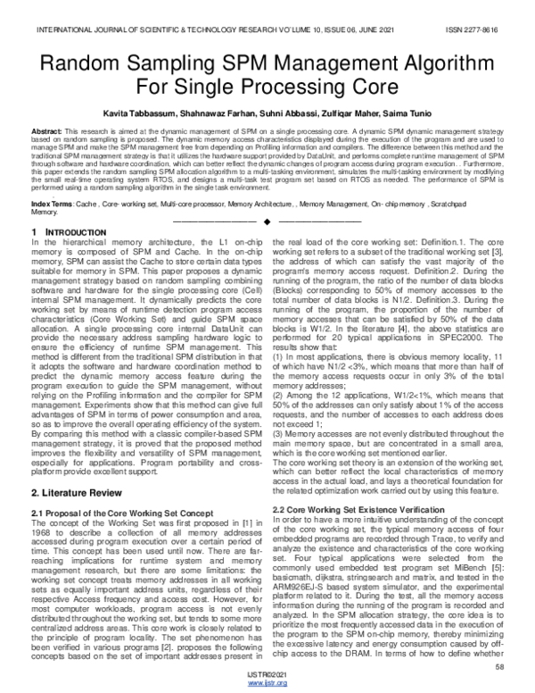 (PDF) Random Sampling SPM Management Algorithm For Single Processing Core