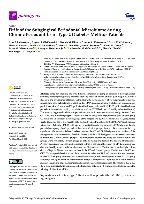 (PDF) Drift of the Subgingival Periodontal Microbiome during Chronic ...
