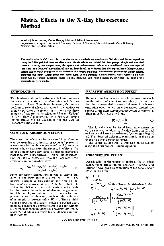 (PDF) Matrix effects in the x-ray fluorescence method