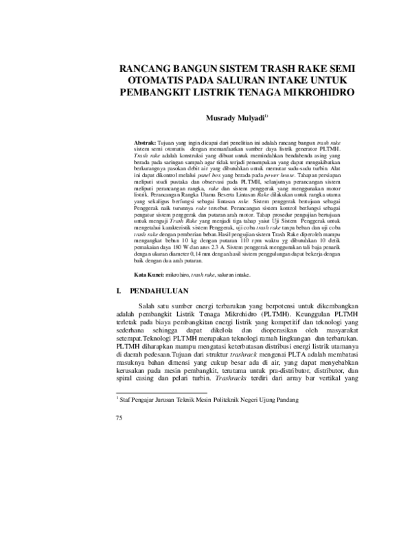 (PDF) Rancang Bangun Sistem Trash Rake Semi Otomatis pada Saluran ...