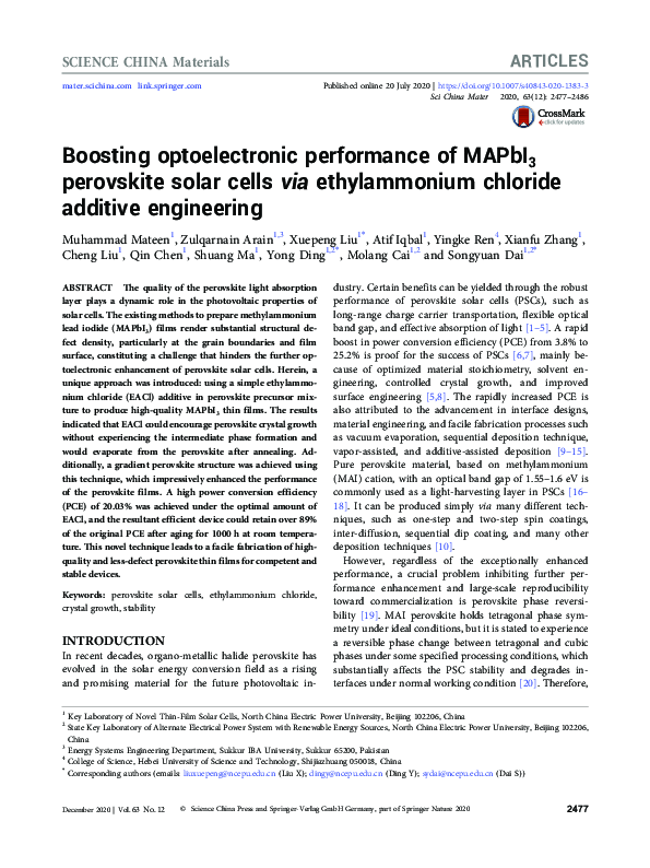 (PDF) Boosting optoelectronic performance of MAPbI3 perovskite solar ...