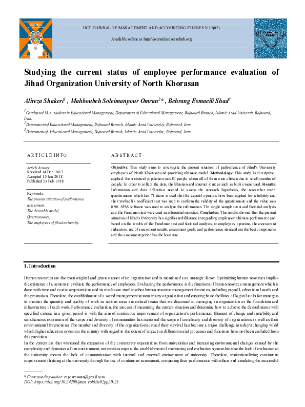(PDF) Studying the current status of employee performance evaluation of ...
