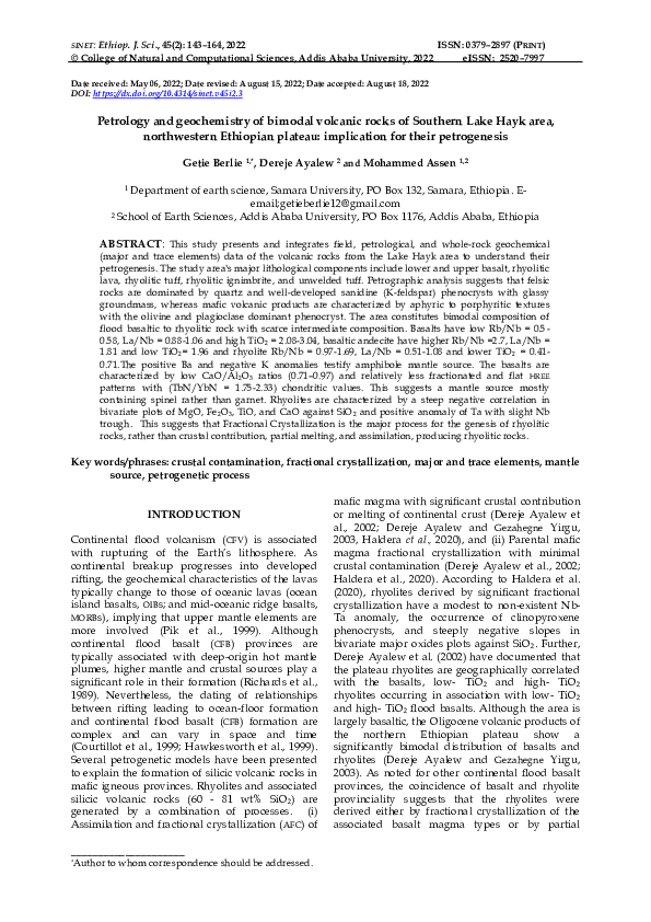 (PDF) Petrology and geochemistry of bimodal volcanic rocks of Southern ...