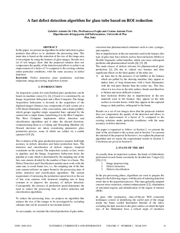 (PDF) A fast defect detection algorithm for glass tube based on ROI ...