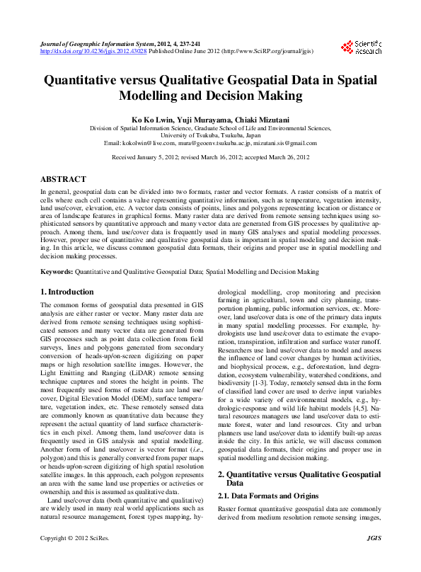 (PDF) Quantitative versus Qualitative Geospatial Data in Spatial ...