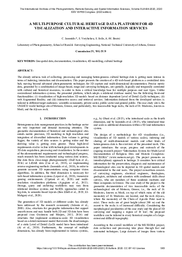 (PDF) A Multi-Purpose Cultural Heritage Data Platform for 4D Visualization and Interactive ...