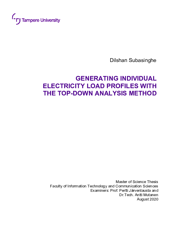 Pdf Generating Individual Electricity Load Profiles With The Top Down Analysis Method