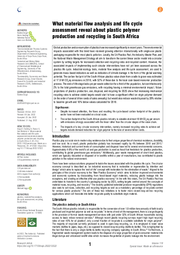 (PDF) What material flow analysis and life cycle assessment reveal ...