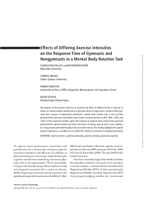 (PDF) Effects of Differing Exercise Intensities on the Response Time of Gymnasts and Nongymnasts ...