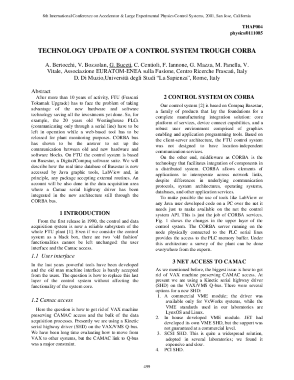 (PDF) Technology Update of a Control System Trough Corba Bus