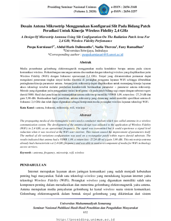 (PDF) Desain Antena Mikrostrip Menggunakan Konfigurasi Slit Pada Bidang ...