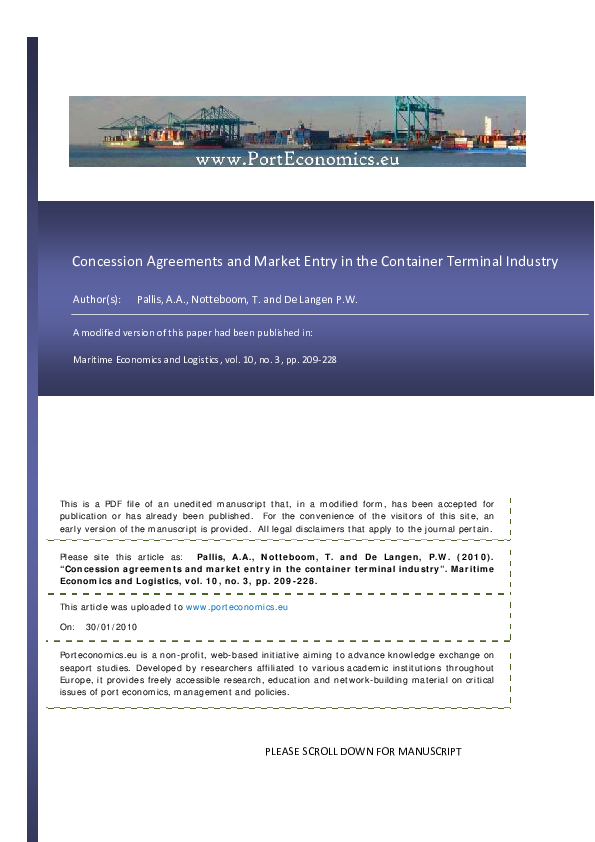 (PDF) Concession Agreements and Market Entry in the Container Terminal ...