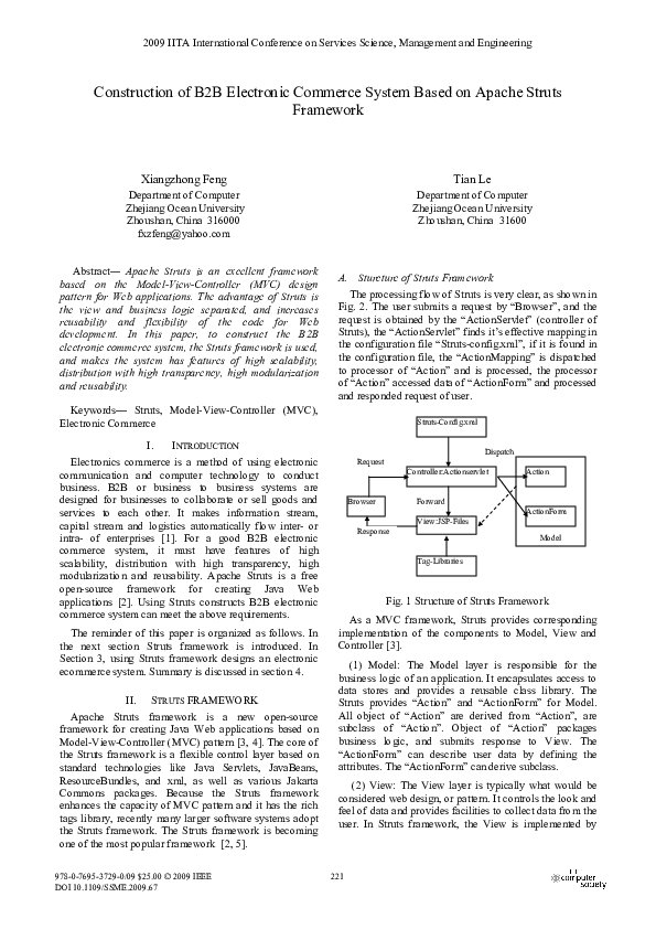 Pdf Construction Of B2b Electronic Commerce System Based On Apache Struts Framework Tian Le